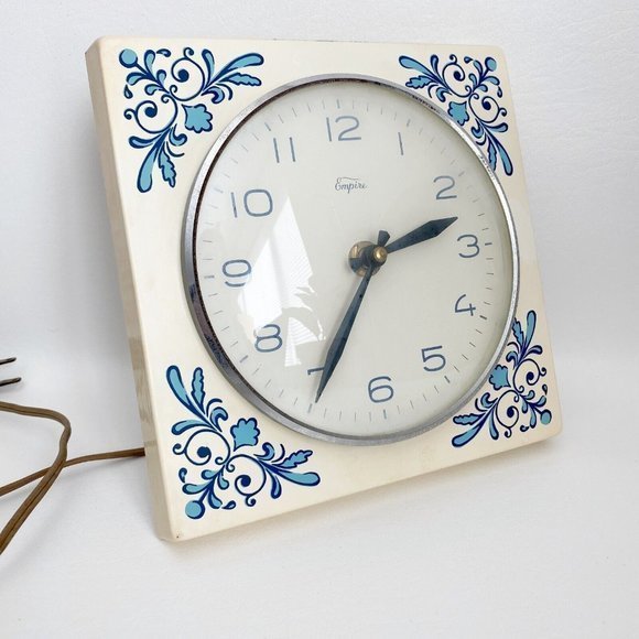 EMPIRE | Wall Decor | Vintage Wall Clock Empire Electric Ivory Blue ...